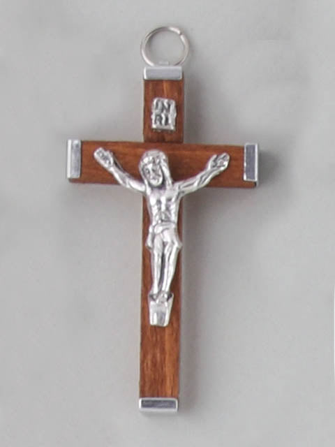 Wood Crucifix with Metal Tips - Brown 60mm – Christian Supplies Adelaide