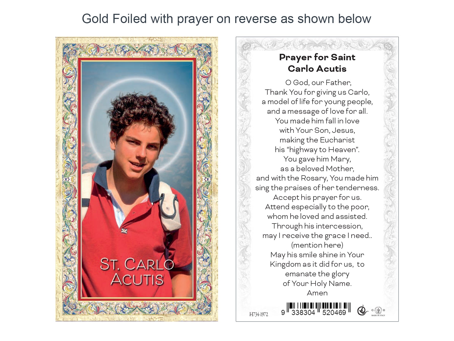 A Prayer For St. Carlo Acutis Gold Foiled Holy Card – Christian ...