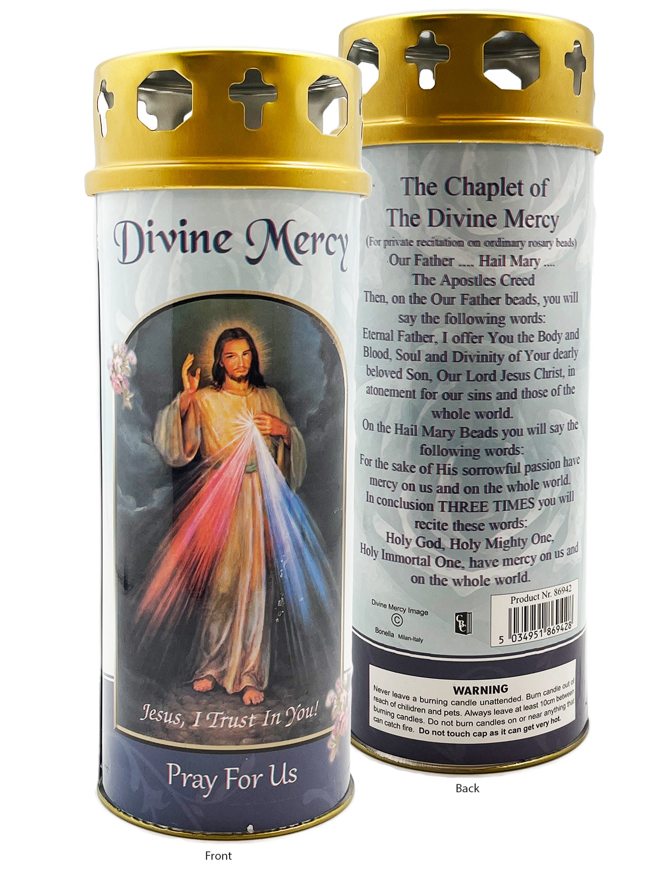 Devotional Candle With Gold Lid - Divine Mercy – Christian Supplies ...